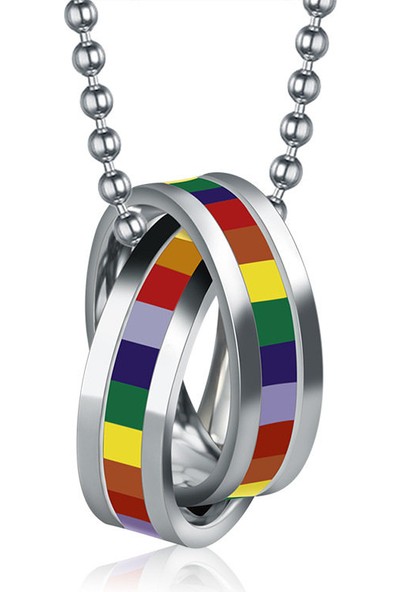 Lezbiyen ve Amp; Amp;eşcinsel Gurur Paslanmaz Çelik Çift Yüzükler Kolye Gökkuşağı Kolye
