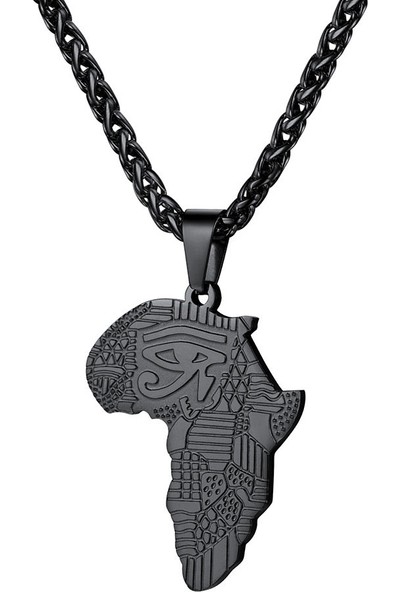 Generic (Horus-Black'in Gözü) Erkek Kadınlar Afrika Haritası Kolye Kolye Horus'un Gözü / Buzlu Out / Etnik Desen Hip Hop Takı (Yurt Dışından)