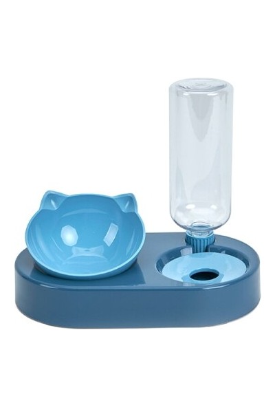 Generic Kedi Kase ve Otomatik Su Dağıtıcı Kedi Besleyici Kolay Su Içme Pet Malzemeleri | Kedi Besleme ve Amp;sulama Malzemeleri (Mavi) (Yurt Dışından)