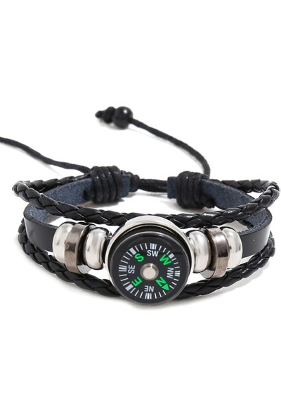 Ardeppo Pusulalı Boncuklu Unisex Pu Deri Bileklik Ardeppo Pusulalı Boncuklu Unisex Pu Deri Bileklik