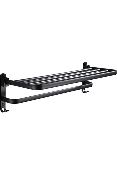 Generic 49 cm Siyah Havlu Tutucu Banyo Flotable Havlu Raf Raf Depolama ile Duvara Monte Havlu Askı Havlu Kanca Siyah | Havlu Barlar (Yurt Dışından)