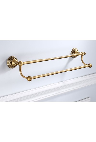 Generic Antika Tek Çift Havlu Bar Alüminyum Banyo Havlu Askısı Duvara Monte Kolye Havlu Ray Raf Tutucular Bronz Banyo Ürünleri | Havlu Barları (Yurt Dışından)