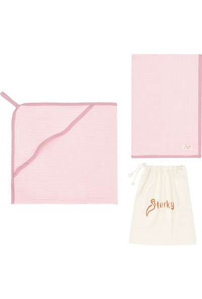 Bebek Battaniyesi + Bebek Kurulama Havlusu Organik Müslin 4 Kat 2’li Set