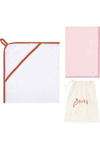 Bebek Battaniyesi + Bebek Kurulama Havlusu Organik Müslin 4 Kat 2’li Set