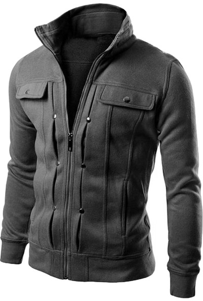 Farfi Moda Erkekler Düz Renk Standı Yaka Uzun Kollu Nedensel Ince Fermuar Ceket Ceket (Yurt Dışından) Farfi Moda Erkekler Düz Renk Standı Yaka Uzun Kollu Nedensel Ince Fermuar Ceket Ceket (Yurt Dışından)