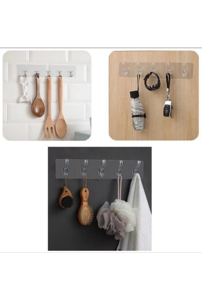 Yaman Kardeşler 5 Li Kendinden Yapışkanlı Güçlü Kapı , Duvar Askısı