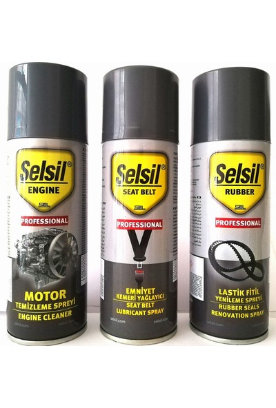 Selsil Motor Temizleme - Emniyet Kemeri Yağlayıcı - Lastik Fitil Yenileme 200 ml Set Selsil Motor Temizleme - Emniyet Kemeri Yağlayıcı - Lastik Fitil Yenileme 200 ml Set