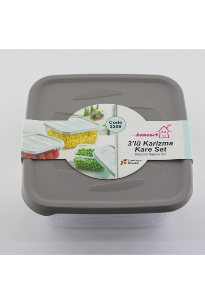Çankaya Plastik Karizma Kare Saklama Kabı 3'lü Set - 3,10LT Çankaya Plastik Karizma Kare Saklama Kabı 3'lü Set - 3,10LT