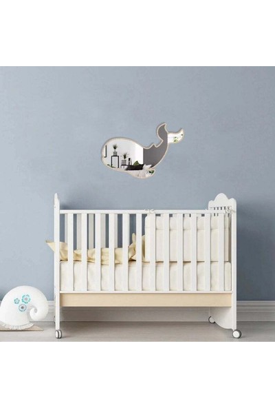 İmpivo Sevimli Balina Aynalı Pleksi Çocuk Odası Duvar Dekoru