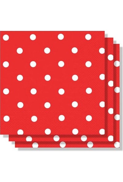 Kelebek Oyuncak Kırmızı Puantiyeli Peçete 33X33 cm - 20 Adet