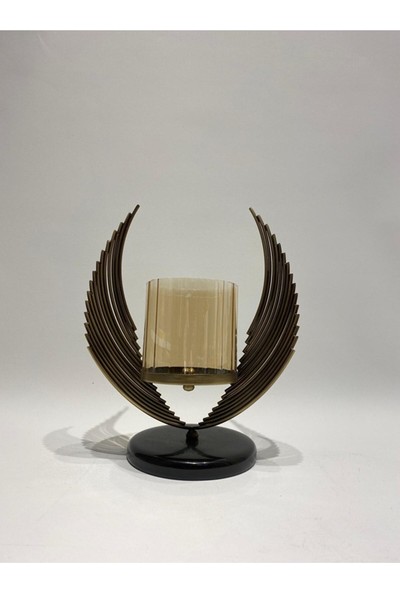 Masaüstü Geniş Kanat Metal Mermer Kaideli Dekoratif Mumluk Masaüstü Geniş Kanat Metal Mermer Kaideli Dekoratif Mumluk