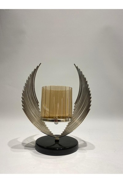 Masaüstü Geniş Kanat Metal Mermer Kaideli Dekoratif Mumluk Masaüstü Geniş Kanat Metal Mermer Kaideli Dekoratif Mumluk