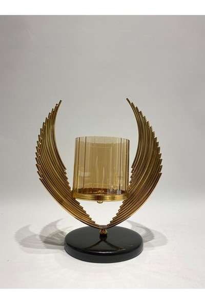 Masaüstü Kanat Metal Mermer Kaideli Dekoratif Mumluk Masaüstü Kanat Metal Mermer Kaideli Dekoratif Mumluk