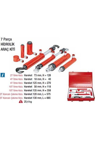 Gar Tool Hidrolik Araç Kiti 7 Parça Gar Tool Hidrolik Araç Kiti 7 Parça