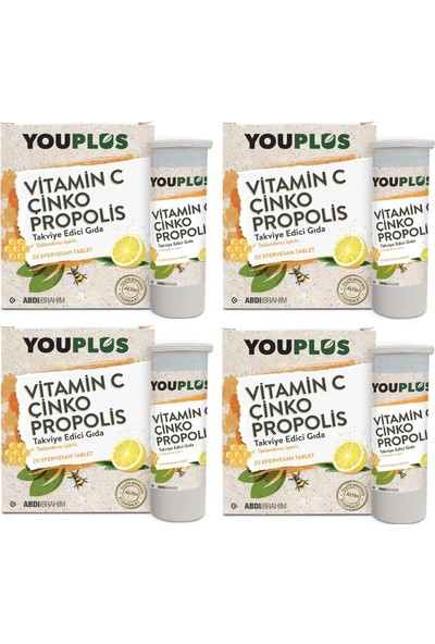 Youplus Vitamin C Çinko Propolis 20 Efervesan Tablet 4 Adet Youplus Vitamin C Çinko Propolis 20 Efervesan Tablet 4 Adet