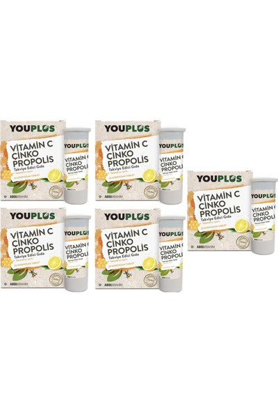 Youplus Vitamin C Çinko Propolis 20 Efervesan Tablet 5 Adet Youplus Vitamin C Çinko Propolis 20 Efervesan Tablet 5 Adet