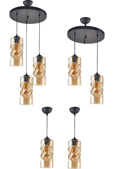 Ömür Avize Avizeseti Modern Füme Komple Set Avize Tekli Ikili Üçlü Avize