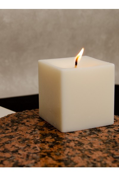 Kokulu Küp Mum - Soya Wax'tan - 6 x 6 cm - Beyaz