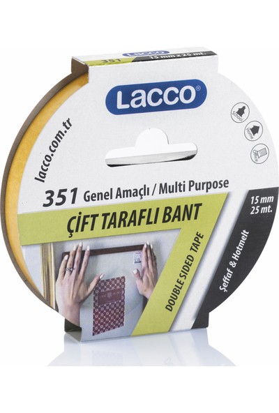 Lacco 15X25 Hotmelt Çift Taraflı Bant Lacco 15X25 Hotmelt Çift Taraflı Bant