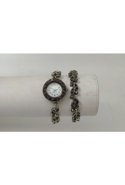 Otantik Depo Gri Taşlı Gümüş Renkli Saat Bileklik Takım Model 7 Otantik Depo Gri Taşlı Gümüş Renkli Saat Bileklik Takım Model 7