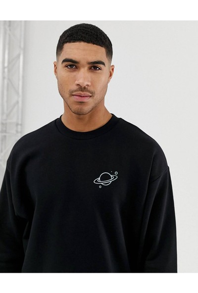 Saturn Logo Baskılı Oversize Sweatshirt Saturn Logo Baskılı Oversize Sweatshirt