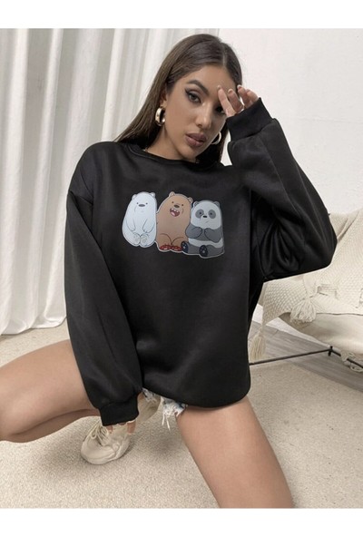 Meren Collection Kafadar Ayılar Baskılı Oversize Sweatshirt Meren Collection Kafadar Ayılar Baskılı Oversize Sweatshirt