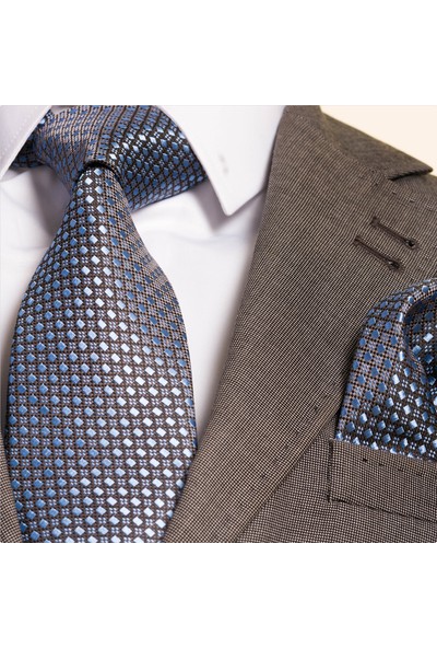 Exve Exclusive Mavi Gri Kareli Mendili Sabit Dikişli Kravat Mendil Seti Kravat Mendil Seti Exve Exclusive Mavi Gri Kareli Mendili Sabit Dikişli Kravat Mendil Seti Kravat Mendil Seti