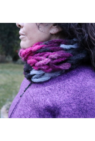 Ronzar Makarna Örgü Boyunluk Mor Pembe RMOBMP-001
