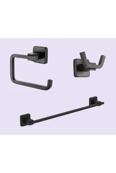 Lara Matt Black 3 Parça Banyo Seti