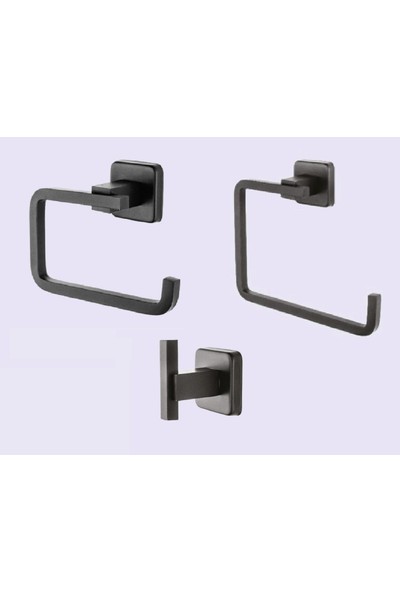 Lara Matt Black 3 Parça Banyo Seti