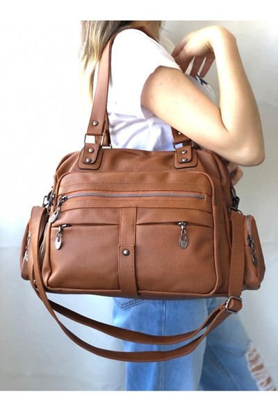 Frappe Çanta Yıkama Deri Çok Gözlü Kadın Omuz Çanta Taba Frappe Çanta Yıkama Deri Çok Gözlü Kadın Omuz Çanta Taba