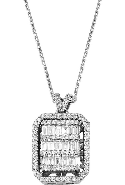 0,63 Ct Baget Pırlanta Kolye