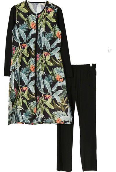 Marina Kadın Çiçek Desenli 2'li Tesettür Mayo 5001