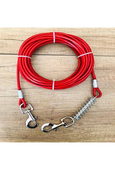 Lidersan Çelik 6 mm 3 M Yaylı Köpek Bağlama Halat Lidersan Çelik 6 mm 3 M Yaylı Köpek Bağlama Halat