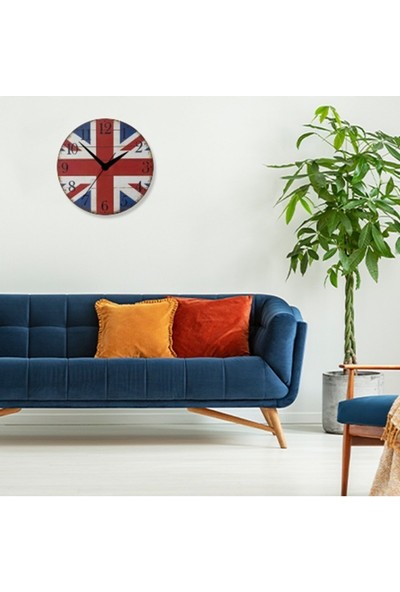 Ingiltere Bayrağı Detaylı Model Dekor Ahşap Duvar Saati 50 cm Ingiltere Bayrağı Detaylı Model Dekor Ahşap Duvar Saati 50 cm