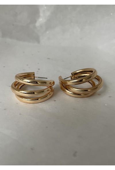 Üçlü Görünüm Halka Küpe Çifti Üçlü Görünüm Halka Küpe Çifti