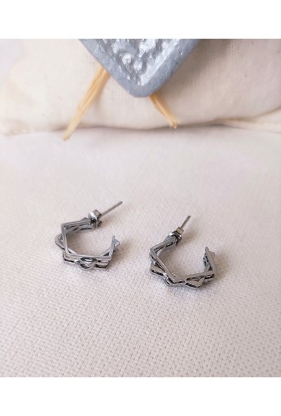 Çelik Zigzag Halka Küpe