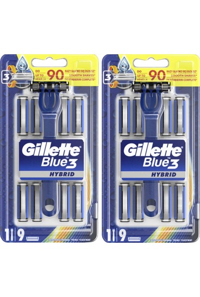 Gillette Blue 3 Tıraş Makinesi Hibrid + 9 Yedek Bıçak x 2 Adet Gillette Blue 3 Tıraş Makinesi Hibrid + 9 Yedek Bıçak x 2 Adet