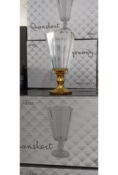 Queen Short Yaldızlı 6'lı Kahve Yanı Su Bardağı