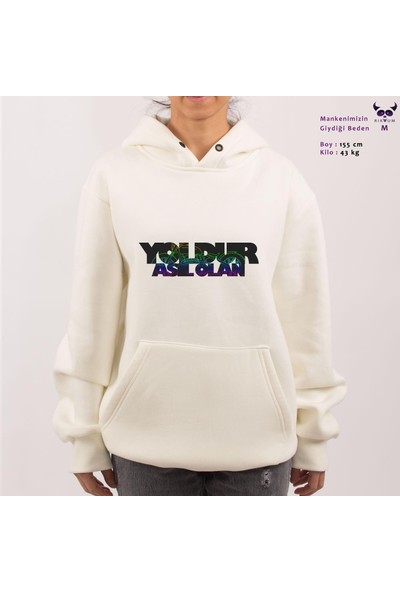 Yoldur Asıl Olan Ekru Hoodie