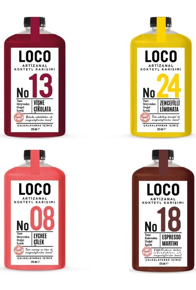 Loco 4'lü Artizanal Alkolsüz Kokteyl Karışımı Taze Sıkma Kokteyl Mix Tatlı Sevenler Aşkına Tatlisevenler Loco 4'lü Artizanal Alkolsüz Kokteyl Karışımı Taze Sıkma Kokteyl Mix Tatlı Sevenler Aşkına Tatlisevenler