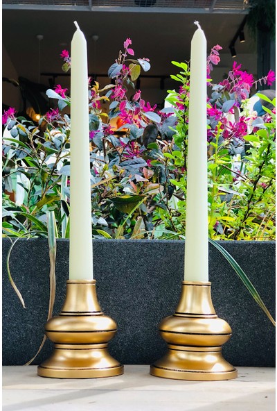 Rotamaison Aero 2'li Gold Dekoratif Şamdan Mumluk