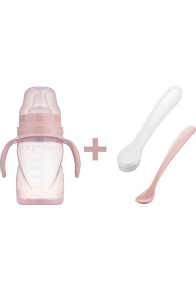 Mamajoo Kulplu Eğitici Bardak 270 ml & Ikili Beslenme Kaşığı / Powder Pink Mamajoo Kulplu Eğitici Bardak 270 ml & Ikili Beslenme Kaşığı / Powder Pink
