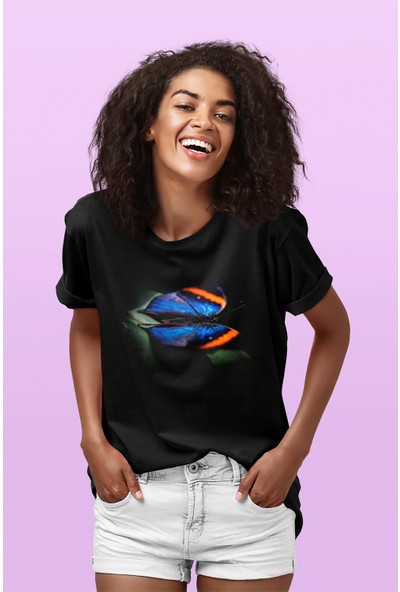 Maymuun Design Unisex Kamufle Kelebek Temalı Baskılı Tişört Maymuun Design Unisex Kamufle Kelebek Temalı Baskılı Tişört