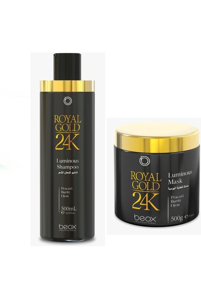 Beox 2'li Set Beox 24K Tuzsuz Sülfatsız Paraben Içermeyen Saç Maskesi ve Şampuan 500ML Beox 2'li Set Beox 24K Tuzsuz Sülfatsız Paraben Içermeyen Saç Maskesi ve Şampuan 500ML