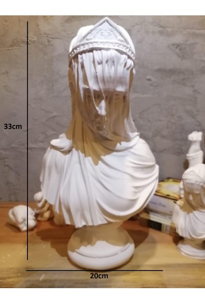 Meryem Ana Büst Heykel Tüllü Kadın Büst Heykel
