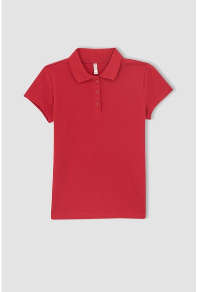 DeFacto Kız Çocuk 23 Nisan Polo Yaka Basic Kısa Kollu Tişört I0427A622SM DeFacto Kız Çocuk 23 Nisan Polo Yaka Basic Kısa Kollu Tişört I0427A622SM