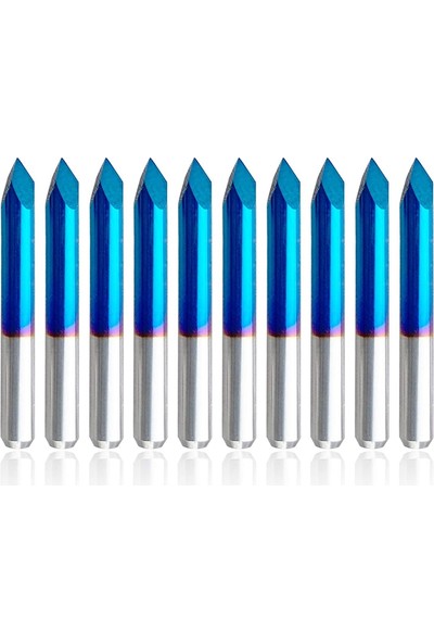 Guangdong Spirit 10 Adet Üçgen Cnc Freze Uçları V-Bit 60 Derece 0.1mm Gravür Uçları 1/8 Inç Shank Mavi Kaplama Keskin Piramit Uçları Guangdong Spirit 10 Adet Üçgen Cnc Freze Uçları V-Bit 60 Derece 0.1mm Gravür Uçları 1/8 Inç Shank Mavi Kaplama Keskin Piramit Uçları