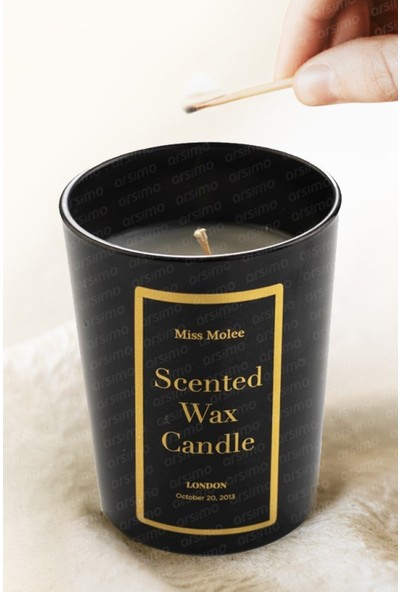 Hızlıxavm Zencefil - Yasemin - Yeşil Mandalina Kokulu Dekoratif Cam Bardak Mum Siyah