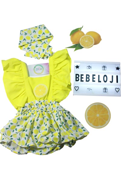 Bebeloji Fırfırlı Bandanalı Kız Bebek Elbise ( Yeni Sezon 2 Li Set )
